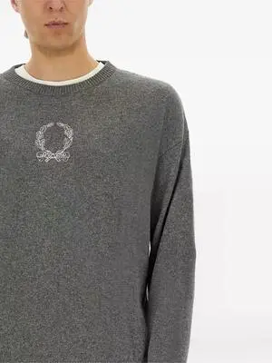 Moschino Embroidered Crew-neck Sweater - Grey