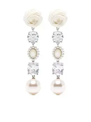 SHUSHU/TONG Crystal-embellished Pearl Drop Earrings - Silver