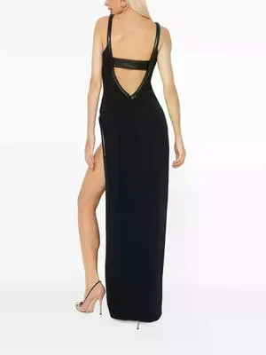 David Koma Side-slit Leather Tubes Maxi Dress