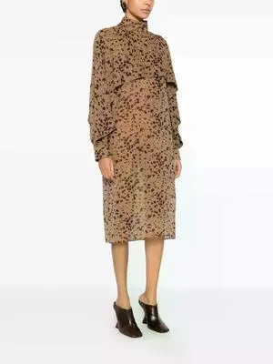 FERRAGAMO Printed Ruffled Midi Dress