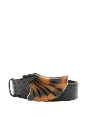 BLAZÉ MILANO Textured Wing Buckle Belt - Black