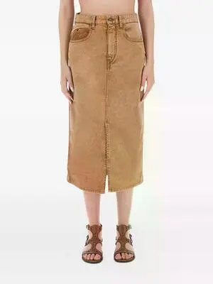 Isabel Marant Front-slit Denim Midi Skirt