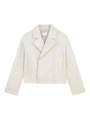 Loulou De Saison Wide-lapel Leather Jacket - Neutrals