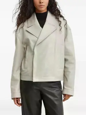 Loulou De Saison Wide-lapel Leather Jacket - Neutrals