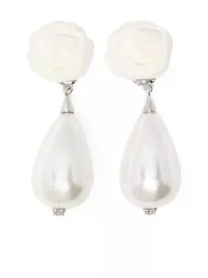SHUSHU/TONG Rose Teardrop Earrings - White