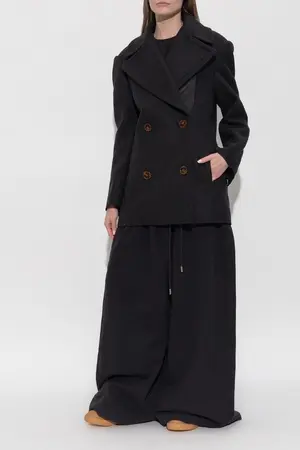 LANVIN Short Double-breasted Coat - Black