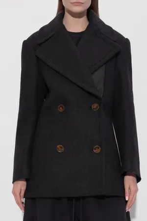 LANVIN Short Double-breasted Coat - Black