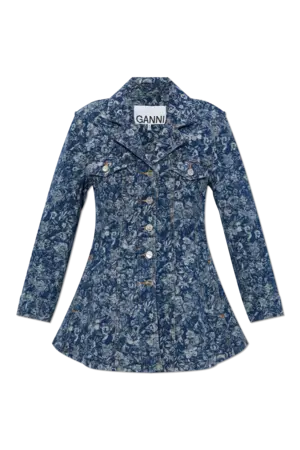 GANNI Jacquard Denim Blazer