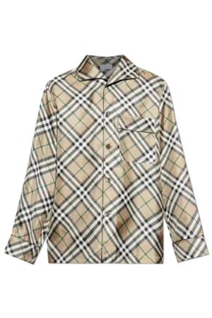 Burberry Silk Shirt With Check Pattern - Beige