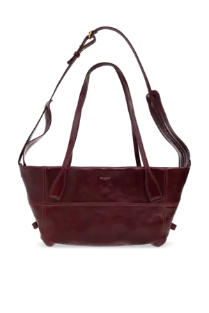 Balmain Leather Shoulder Bag - Burgundy