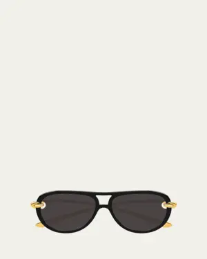Bottega Veneta Knot Aviator Sunglasses Black