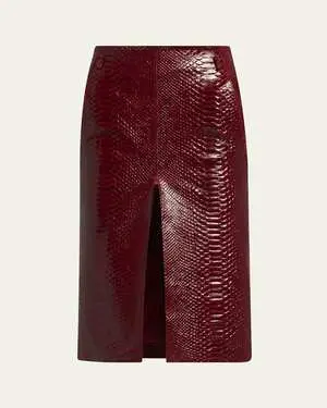 TOM FORD Snake-effect Leather Midi Skirt