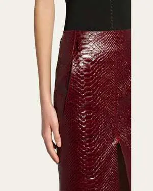 TOM FORD Snake-effect Leather Midi Skirt