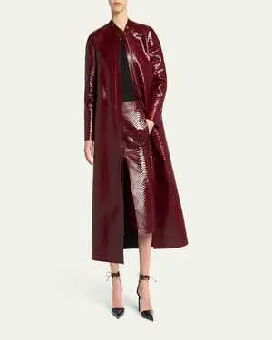 TOM FORD Snake-effect Leather Midi Skirt