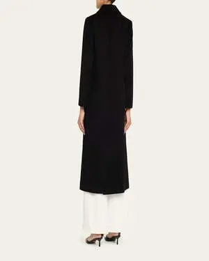 Fleurette Mia Italian Wool Maxi Coat - Black