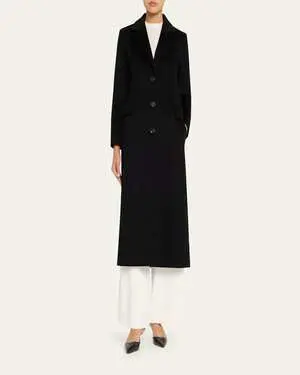 Fleurette Mia Italian Wool Maxi Coat - Black