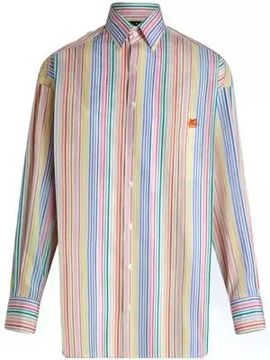 Etro Pegaso-embroidery Striped Cotton Shirt
