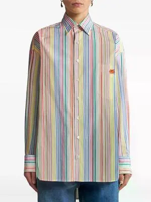 Etro Pegaso-embroidery Striped Cotton Shirt