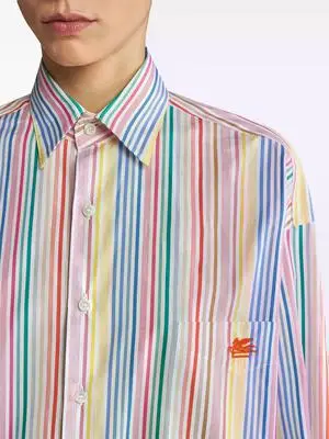 Etro Pegaso-embroidery Striped Cotton Shirt