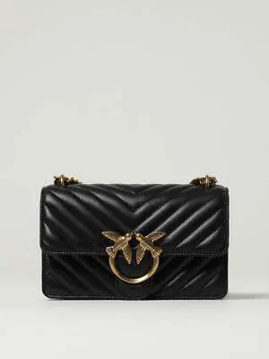 Pinko Quilted Leather Shoulder Bag With Metal Chain - Black