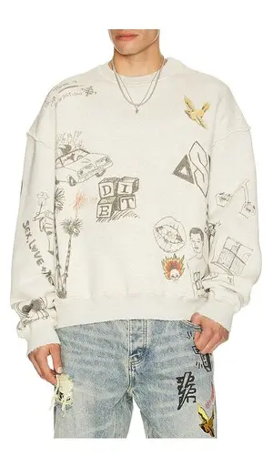 DIET STARTS MONDAY Doodle Crew Neck Sweatshirt