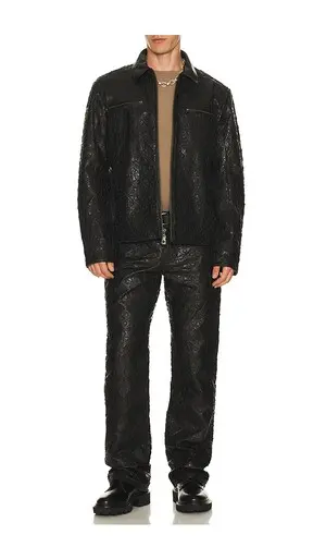 AFFLICTION Quilted Cross Leather Jacket