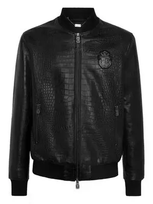 BILLIONAIRE Crocodile-effect Zip-up Bomber Jacket