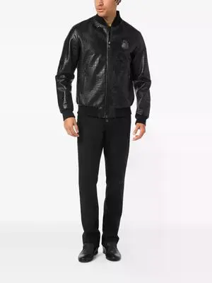 BILLIONAIRE Crocodile-effect Zip-up Bomber Jacket