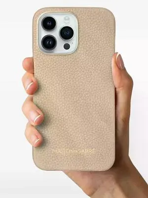 MAISON DE SABRE Iphone 15 Pro Max Leather Phone Case - Neutrals