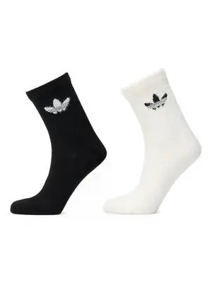 Adidas Fluffy Logo Crew Socks - Black