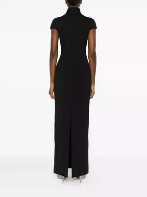 Solace London Lang High-neck Maxi Dress - Black