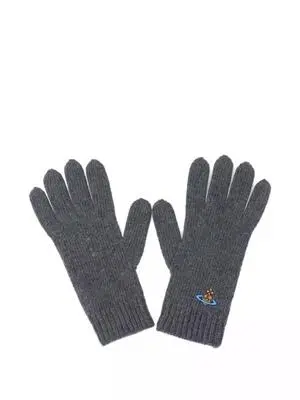 VIVIENNE WESTWOOD Orb Appliqué Cashmere Gloves - Grey