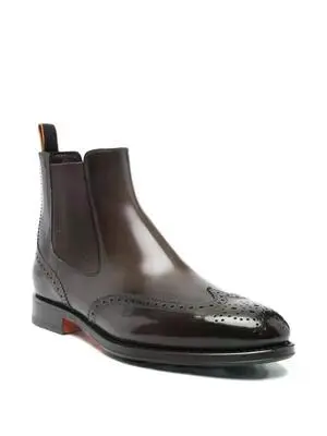 Santoni Leather Chelsea Boots