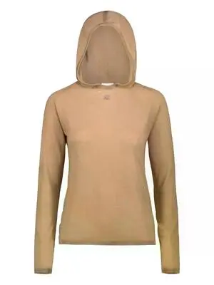 COURREGES Logo-embroidered Wool Hoodie - Neutrals