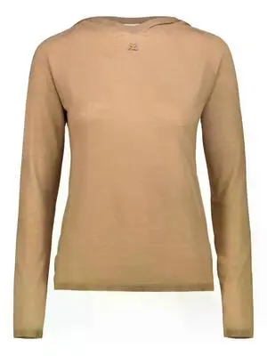 COURREGES Logo-embroidered Wool Hoodie - Neutrals