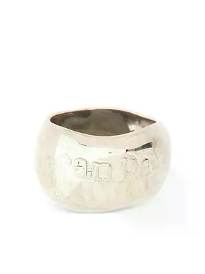 Jean Paul Gaultier Embossed Logo Signet Ring - Silver