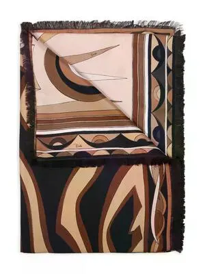 Emilio Pucci Fringed Abstract-pattern Scarf