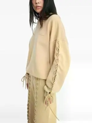 ROTATE BY BIRGER CHRISTENSEN Lace-up Sweatshirt - Neutrals