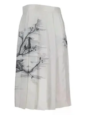 Thom Browne Pleated Bird-print Midi Skirt