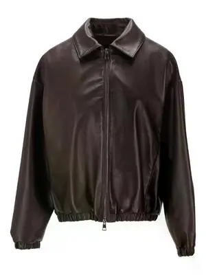 LA ROSE Leather Zip Jacket - Brown