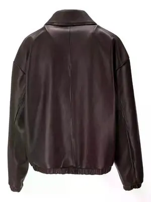 LA ROSE Leather Zip Jacket - Brown
