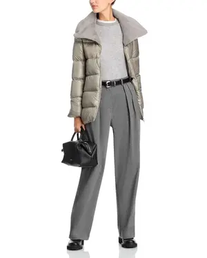 Herno Ultralight Down High Low Mid Length Coat - Grigio Perla