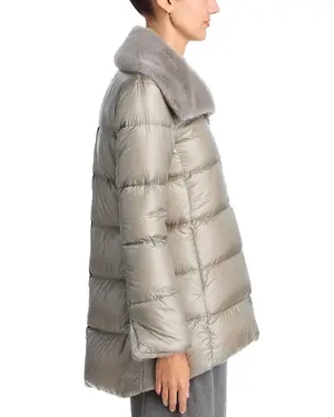 Herno Ultralight Down High Low Mid Length Coat - Grigio Perla