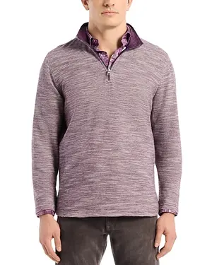 Robert Graham Long Sleeve Quarter Zip Knit Pullover - Berry