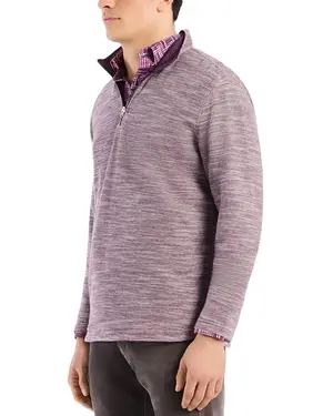 Robert Graham Long Sleeve Quarter Zip Knit Pullover - Berry