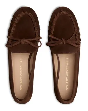 STUART WEITZMAN Britt Bow Loafer Flats - Walnut