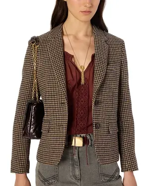 Gerard Darel Nathane Wool Houndstooth Blazer
