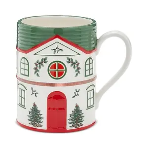 SPODE Christmas Tree Christmas Village Mug - Green