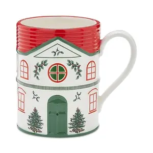 SPODE Christmas Tree Christmas Village Red Mug - Green