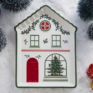 SPODE Christmas Tree Christmas Village Tidbit Tray